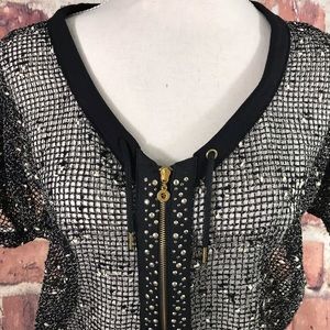 Onque Casuals | Tops | Onque Petite Black Mesa Zipper Top Ps | Poshmark
